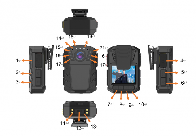 1296P HD Video Resolution Police Worn Camera With Removable Battery