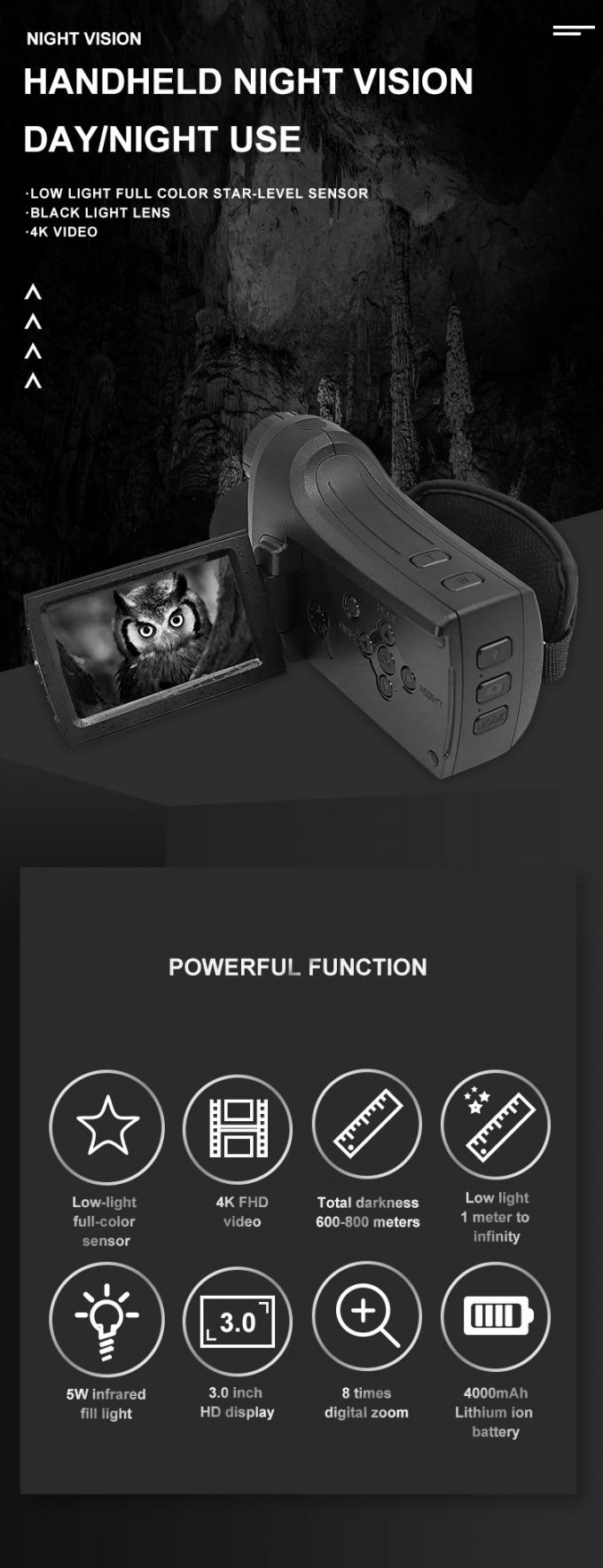 4K Handheld Night Vision Camera 3'' Full View Screen For Tactics ...
