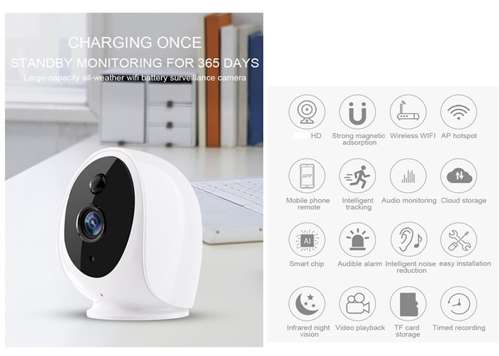 Hi3518E SoC PIR Sensor 3IR LEDs Wifi Security Camera 3400mA
